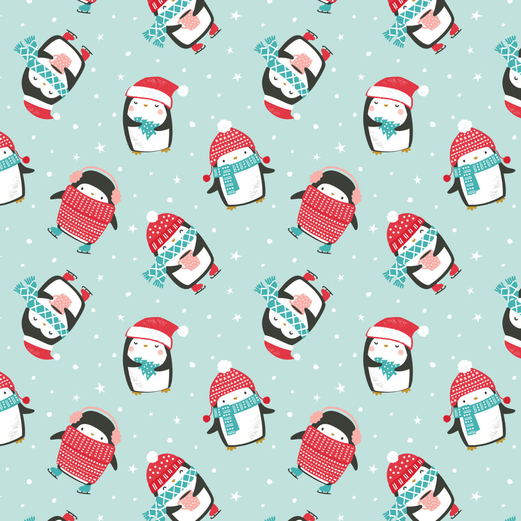 Winter Penguin Toss | Merry Penguins - EZ Fabric Minky Print